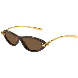Bottega Veneta BV1390S Lunettes de soleil, Havana/Marron, 56 mm