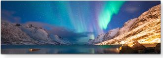 Paul Sinus Art Leinwandbilder | Bilder Leinwand 120x40cm Polarlichter in Norwegen