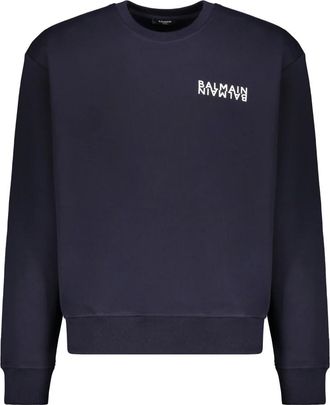 Balmain Homme, Sweatshirts et sweats &agrave; capuche, Bleu, Taille: XL SweaT-shirt en coton