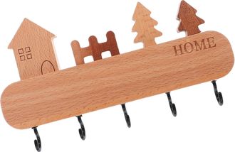 Pretyzoom Schl&uuml;sselhalter aus Buchenholz mit Metallhaken Wandmontage Wandschl&uuml;sselregal f&uuml;r Haust&uuml;r und Schlafzimmer Platzsparender Stabiler Wandorganizer f&uuml;r S