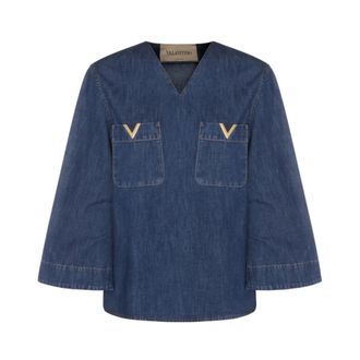 Valentino Garavani Vgold Top - - Blouses & Shirts - Damen - Blau - S