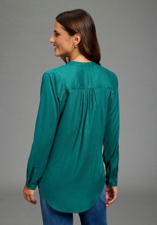 Laura Scott Longbluse Vorne kurz, hinten l&auml;nger geschnitten, &Auml;rmel krempelbar