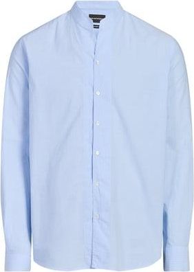 Emporio Armani Chemise ray&eacute;e &agrave; col mao en coton et lin