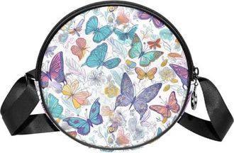 Generic Sac &agrave; bandouli&egrave;re rond pour femme, petit sac &agrave; bandouli&egrave;re color&eacute; avec fermeture &eacute;clair, bretelles r&eacute;glables, sac &agrave; main rond d&eacute;contract&eacute; pour femmes 