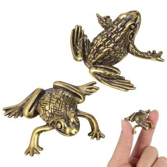 Hemobllo Messing Kr&ouml;tenfigur 2 St&uuml;ck Retro Frosch und Kr&ouml;ten Skulptur Kompakte Messingdekoration mit Flachem Boden f&uuml;r Schreibtisch Wohndeko