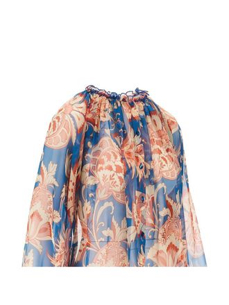 Etro Womens Blouse Blue Silk Blouses Shirt