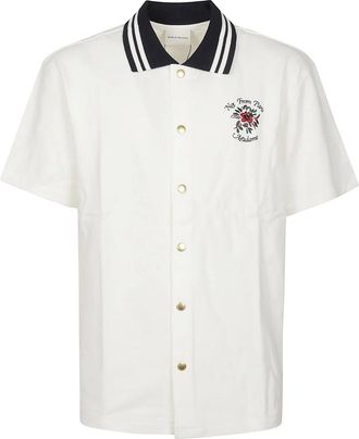 Dr&ocirc;le de Monsieur Homme, Chemises, Blanc, Taille: S Chemise Piqu&eacute;e Slogan Rose