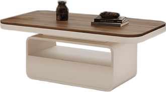 Generic Coffee Table Living Room Rechteckig Mid-Century-Stil Walnussfarbe Massivholzsperrholz Wohnzimmertische mit Stauraum Schmiedeeisengestell Stubentisch f