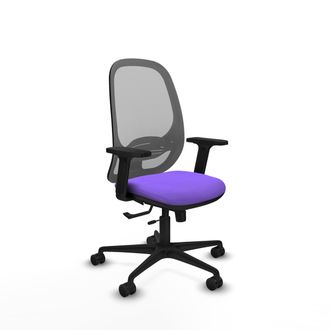 Piqueras y Crespo Cilanco Studienstuhl mit 2D-Armen, h&ouml;henverstellbare Lendenwirbelst&uuml;tze, ausgestattet mit Syncro/Traslack und Schneideschaum, Grau/Lila