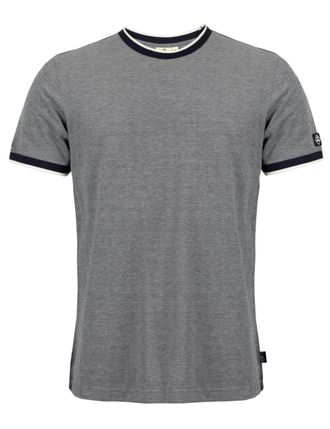 Roadsign Herren T-Shirt Piqué-Stoff mit feinem Muster, Logo am Ärmel Navy/Weiss, XL