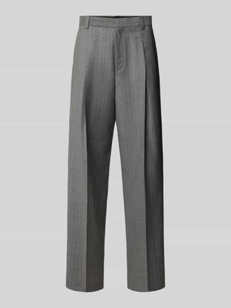 HUGO BOSS Loose Fit Bundfaltenhose aus Wolle mit B&uuml;gelfalte