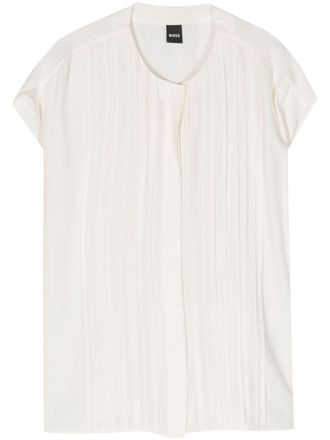 BOSS blouse &agrave; d&eacute;tails pliss&eacute;s - Blanc