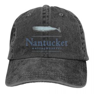 Generic Casquette de baseball Nantucket Massachusetts Tenue unisexe Style r&eacute;tro vieilli Denim Vintage Baleine Chapeau de soleil Cadeau