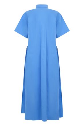 Polo Ralph Lauren Womens Midi Dress With Drawstring Southport Blue Cotton