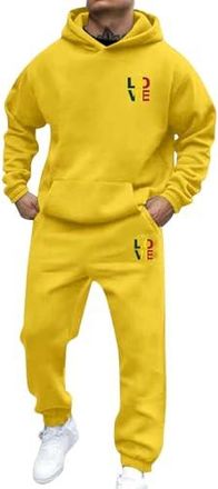 Generic Ensemble sweat &agrave; capuche et pantalon de surv&ecirc;tement pour la Saint-Valentin pour hommes 2026, jaune, 3XL