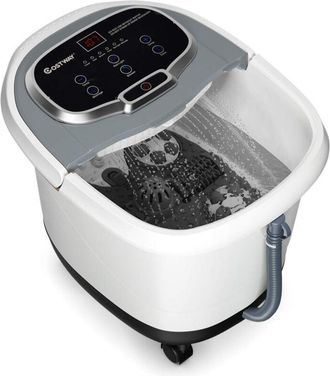 Costway Costway - Bain de Pied 15L avec Ecran led, 6 Rouleau de Massage Spa de Pied &agrave; Roulettes Chaleur Automatique 35&deg;-48&deg;, Fonction de Douche et Lumi&egrave;re
