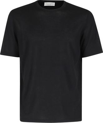 Roberto Collina Homme, Tops, Noir, Taille: 2XL Girocollo MC Fondo in Tubolare