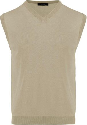 Bomboogie Homme, Pulls, Beige, Taille: M Gilet en coton &agrave; col en V