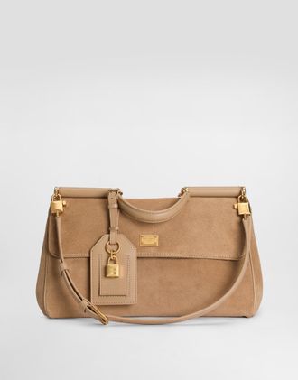 Dolce & Gabbana Handtasche My Sicily Aus Spaltleder Und Kalbsleder - Frau Handtaschen Beige Onesize