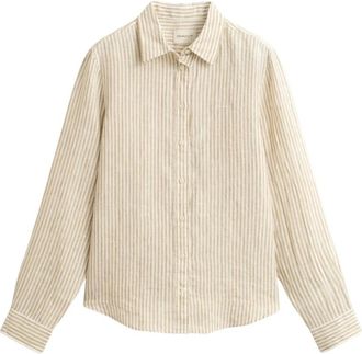 GANT Femme, Chemises, Beige, Taille: 40 FR Camicia in lino a righe