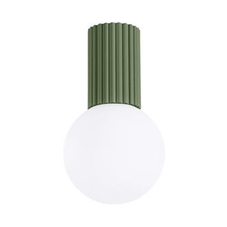 Sollux Lighting Plafonnier - spot de plafond en aluminium et verre - 1 flamme - ampoule LED - halo vert olive