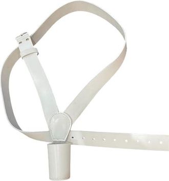 Generic Ceinture croisée en cuir véritable pour défilé de larmée - Sangle réglable - Marron, blanc et noir - Options dépaule droite et gauche - Ceinture de tr