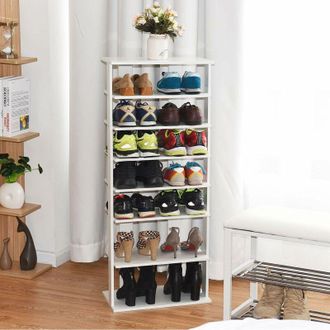 Costway Costway - Etag&egrave;re de Rangement pour Chaussures en Bois, avec 7 Niveaux, Organisateur Multi-&eacute;tag&egrave;re &agrave; Chaussures, Peut Stocker au Maximum 14 Paires de