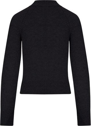 Dries Van Noten Ribbed Knit Mock Neck Sweater - Black