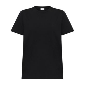 Balmain Femme, Tops, Noir, Taille: 40 FR T-shirt en coton avec logo brod&eacute;