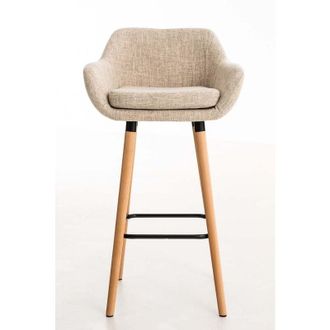 Clp Lot de 2 tabourets de bar en tissu 100% polyester - Hauteur assise 79 cm - Dossier rembourr&eacute; et accoudoirs int&eacute;gr&eacute;s - Confort optimal