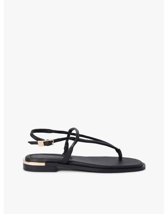 Tommy Hilfiger Sandales en cuir &agrave; talon dor&eacute; et monogramme TH - Noir