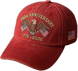 Generic Chapeau unisexe imprim&eacute; drapeau am&eacute;ricain 250e anniversaire r&eacute;glable casquette patriotique jour de lind&eacute;pendance, Rouge, M