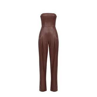 Elisabetta Franchi Ecopelle Bustier Jumpsuit mit Pences - - Jumpsuits & Playsuits - Damen - Braun - S