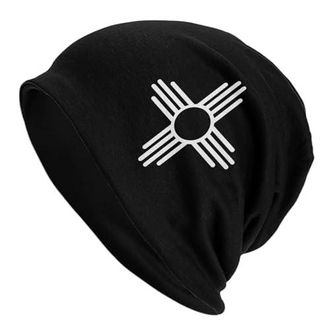 Generic Homme Femme Bonnets De Ski Symbole Zia Bonnet &Agrave; Revers Doux Bonnet dhiver Chaud Bonnets Tricot&eacute; pour Cyclisme Course Patinage