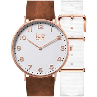 Ice Watch Femme, Accessoires, Brun, Taille: ONE Size City mit Lederarmband + Zus&auml;tzliches Nylonband (Medium)