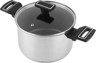 Magefesa Onix Kochtopf, 20 cm, Edelstahl 18/10, dreischichtig, antihaftbeschichtet, für alle Herdarten, modernes Design, außen spiegelpoliert, Induktion