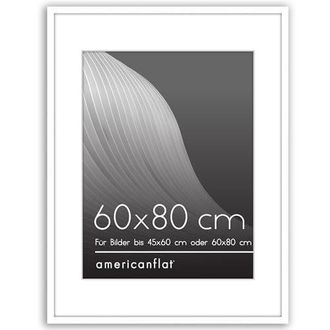 Americanflat Bilderrahmen 60x80 cm Wei&szlig; - Bilderrahmen 45x60 cm mit Passepartout - aus Kunststoff mit poliertem Plexi-Scheibe