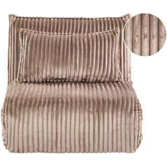Beliani 1-Sitzer Schlafsofa LYSEKIL Cord Hellbraun