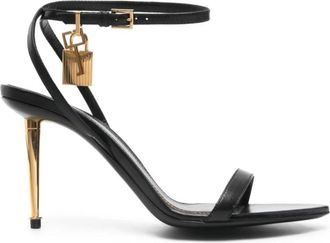 Tom Ford Femme, Chaussures, Noir, Taille: 37 1/2 EU Shiny Leather Padlock Pointy Naked Sandal 85mm