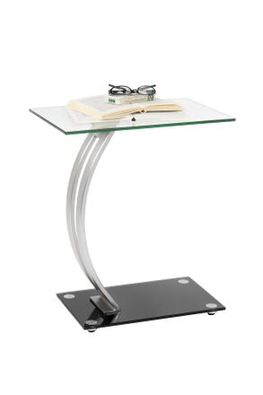 Xora Beistelltisch, Klar, Schwarz, Silber, Metall, Glas, rechteckig, eckig, Bodenplatte, 45.7x54.6x30.5 cm, Wohnzimmer, Wohnzimmertische, Beistelltische, B