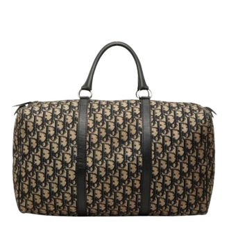 Dior Pre-owned Trotter Canvas Leather Boston Bag - - Pre-owned - Damen - Beige - ONE SIZE