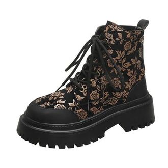 Generic Bottes &agrave; lacets pour femme - Doubl&eacute;es - Imperm&eacute;ables - Antid&eacute;rapantes - Avec fermeture &eacute;clair - Bottes thermiques &eacute;paisses - Bottes dext&eacute;rieur basses 