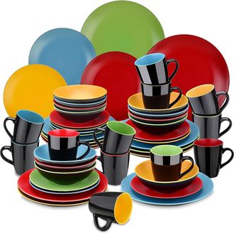 VANCASSO Kombiservice Steingut, vancasso ALLEGRO 48-teiliges Geschirrset, modernes Tafelservice für 12 Personen, Vintage