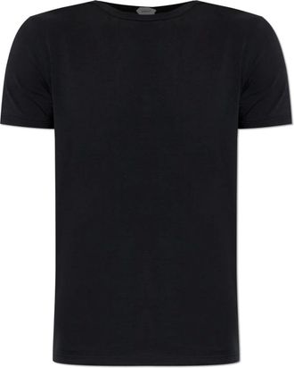 Versace Homme, Tops, Noir, Taille: S T-shirt en jersey de coton brod&eacute;