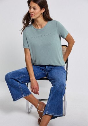 Street One T-Shirt mit Wording und Schmucksteinen