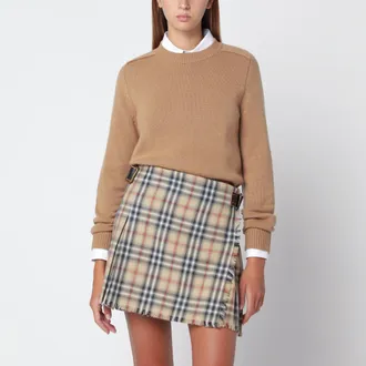Burberry Karamellfarbener Rundhalspullover aus Kaschmir