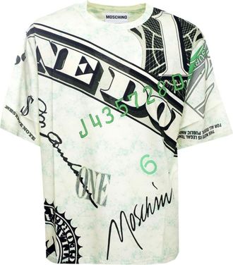 Moschino Homme, Tops, Multicolore, Taille: XL T-shirt All Over Dollar
