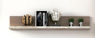 PEGANE Etagère murale coloris Chêne truffé, blanc vieilli - Longueur 118,40 x profondeur 21,50 x hauteur 20 cm -PEGANE