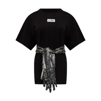 Maison Margiela Femme, Tops, Noir, Taille: 38 FR T-shirt en coton avec gants