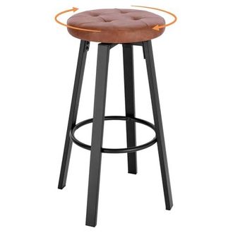 Woltu Tabouret de Bar avec Si&egrave;ge Similicuir Pivotant &Oslash;35,5cm, Tabouret &agrave; 4 Pieds en M&eacute;tal, Tabouret Haut avec Repose-Pieds pour Salle &agrave; Manger, Cuisine, Caf